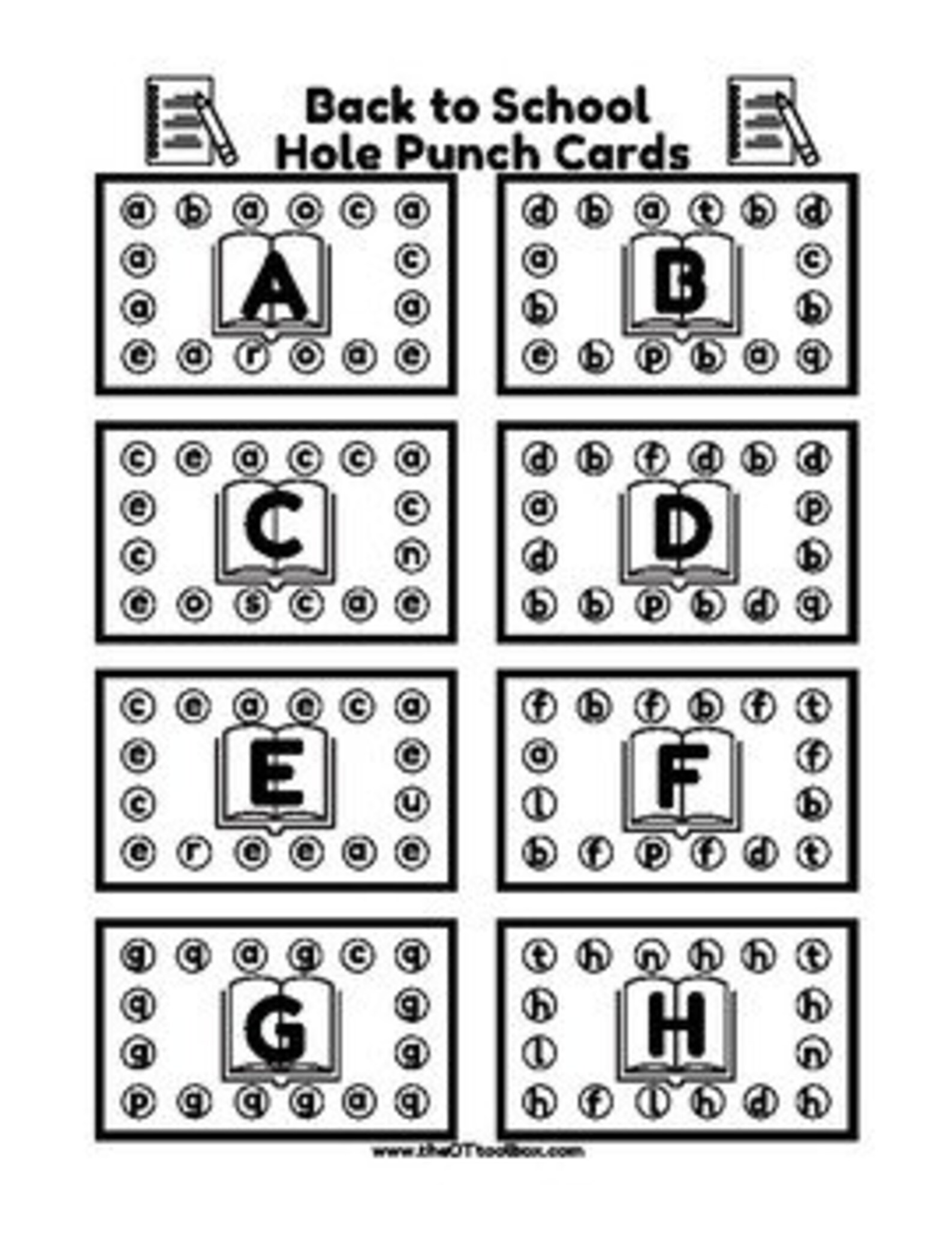 Back to School Alphabet Hole Punch Cards - Etsy