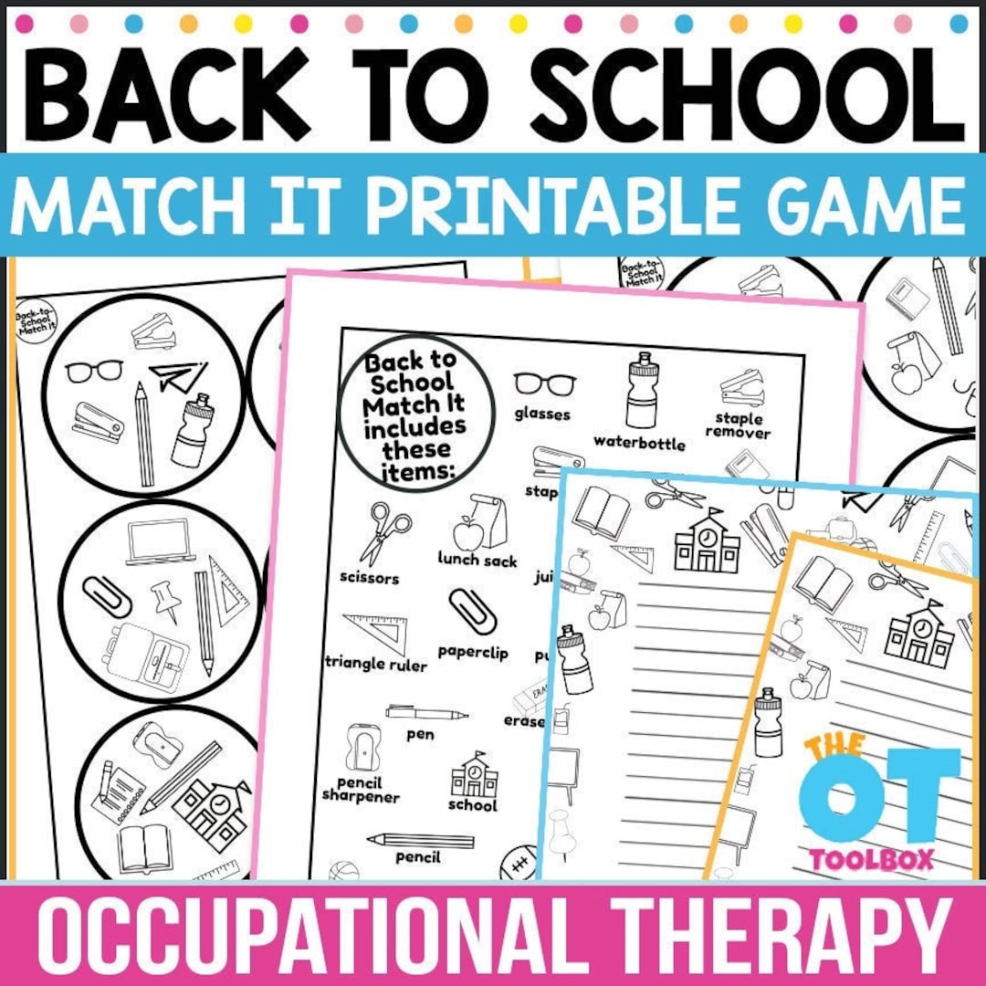 Back-to-school Match It Printable Game - Etsy