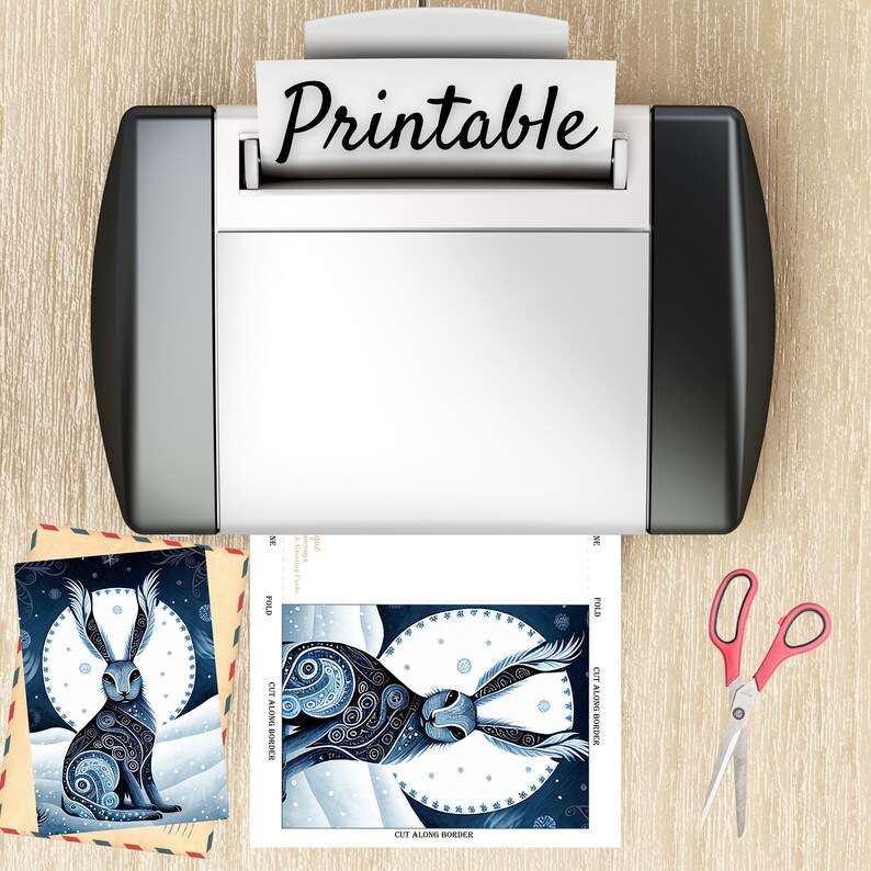 Rabbit Printable Winter Solstice Greeting Card, Unitarian Universalist ...