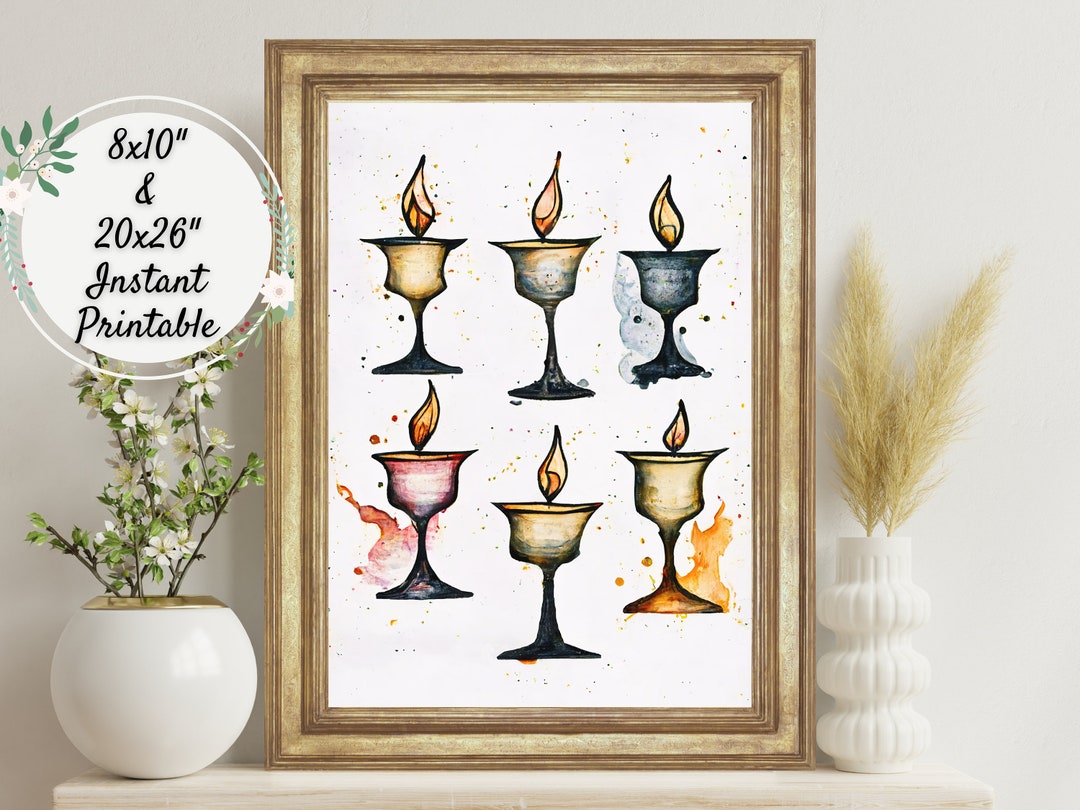 UU Watercolor Flaming Chalices Printable Wall Art, Unitarian ...