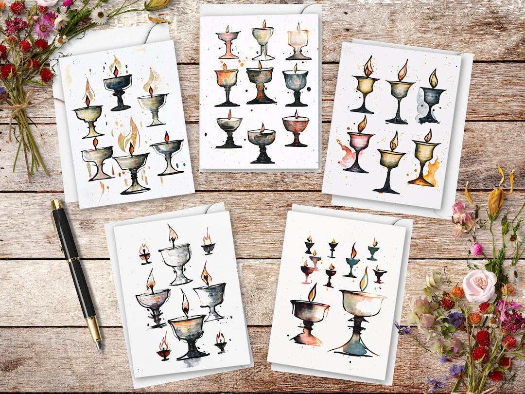 5 Pack Unitarian Universalist Art Cards, UU Multi Design Flaming ...