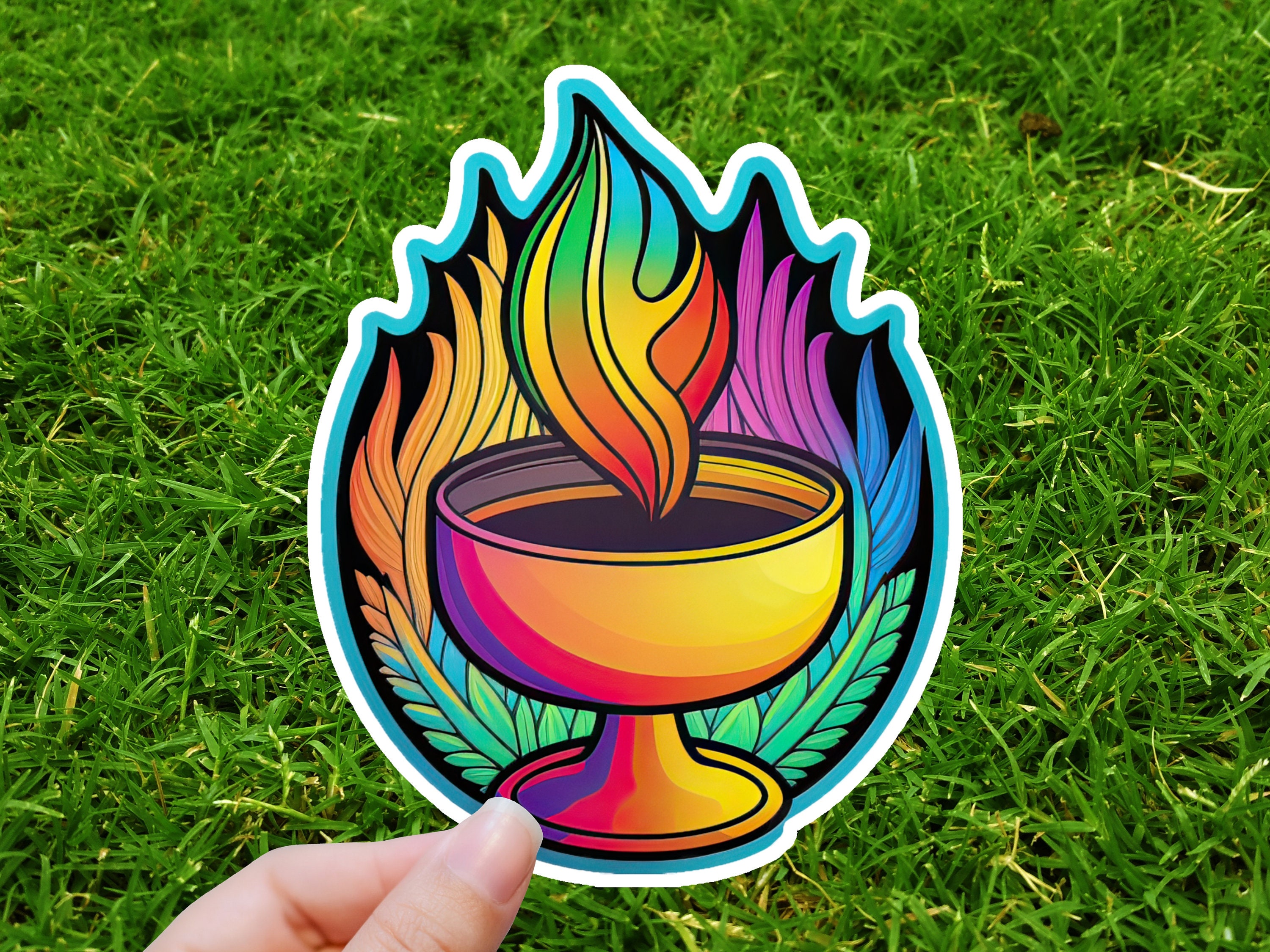 Rainbow Unitarian Universalist Flaming Chalice Sticker, Waterproof UU ...