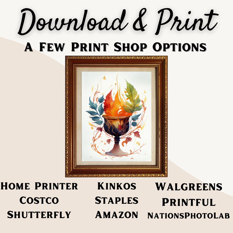 Watercolor Flaming Chalice Digital Art Print, UU Printable Wall Décor ...