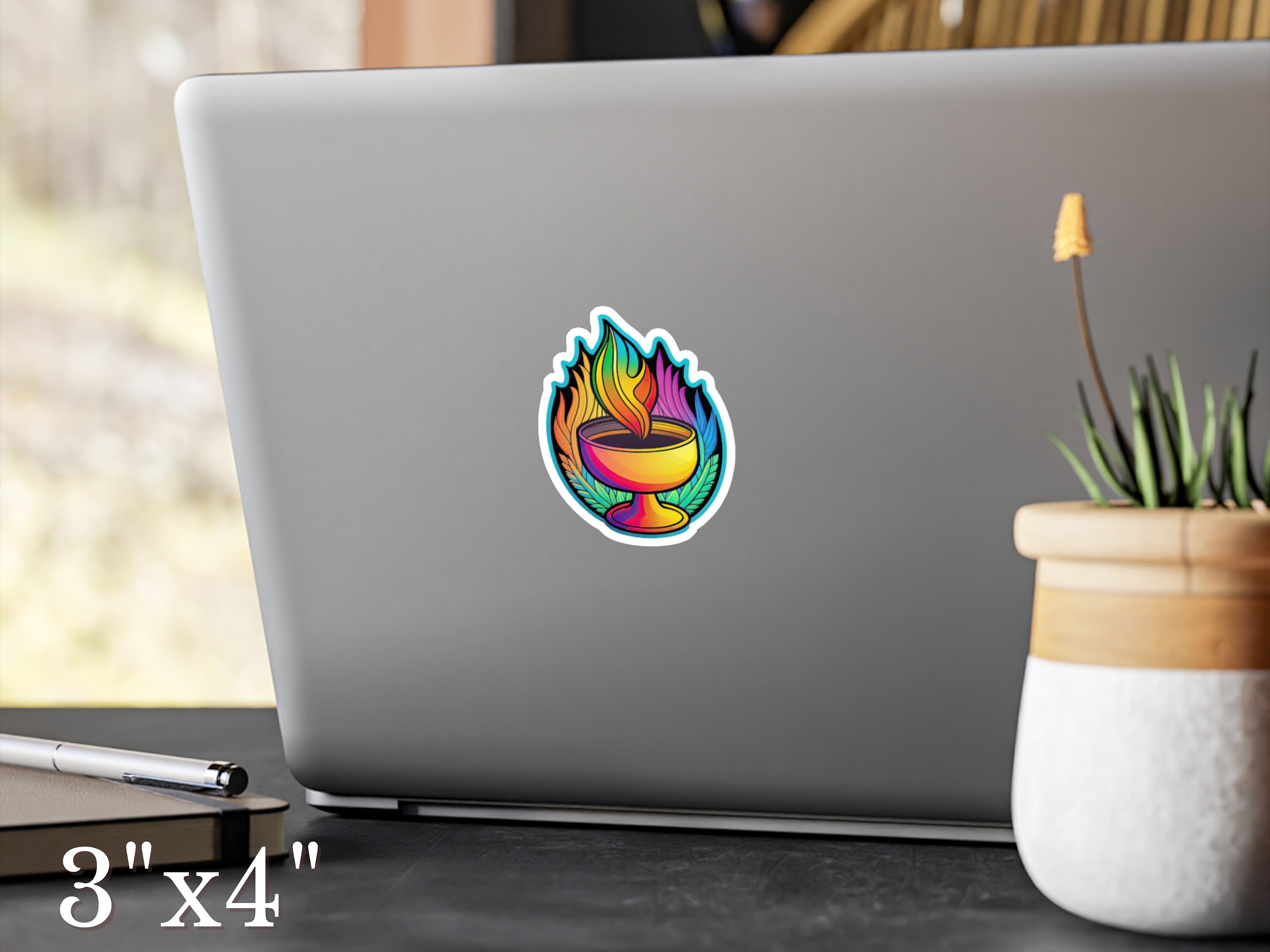 Rainbow Unitarian Universalist Flaming Chalice Sticker, Waterproof UU ...