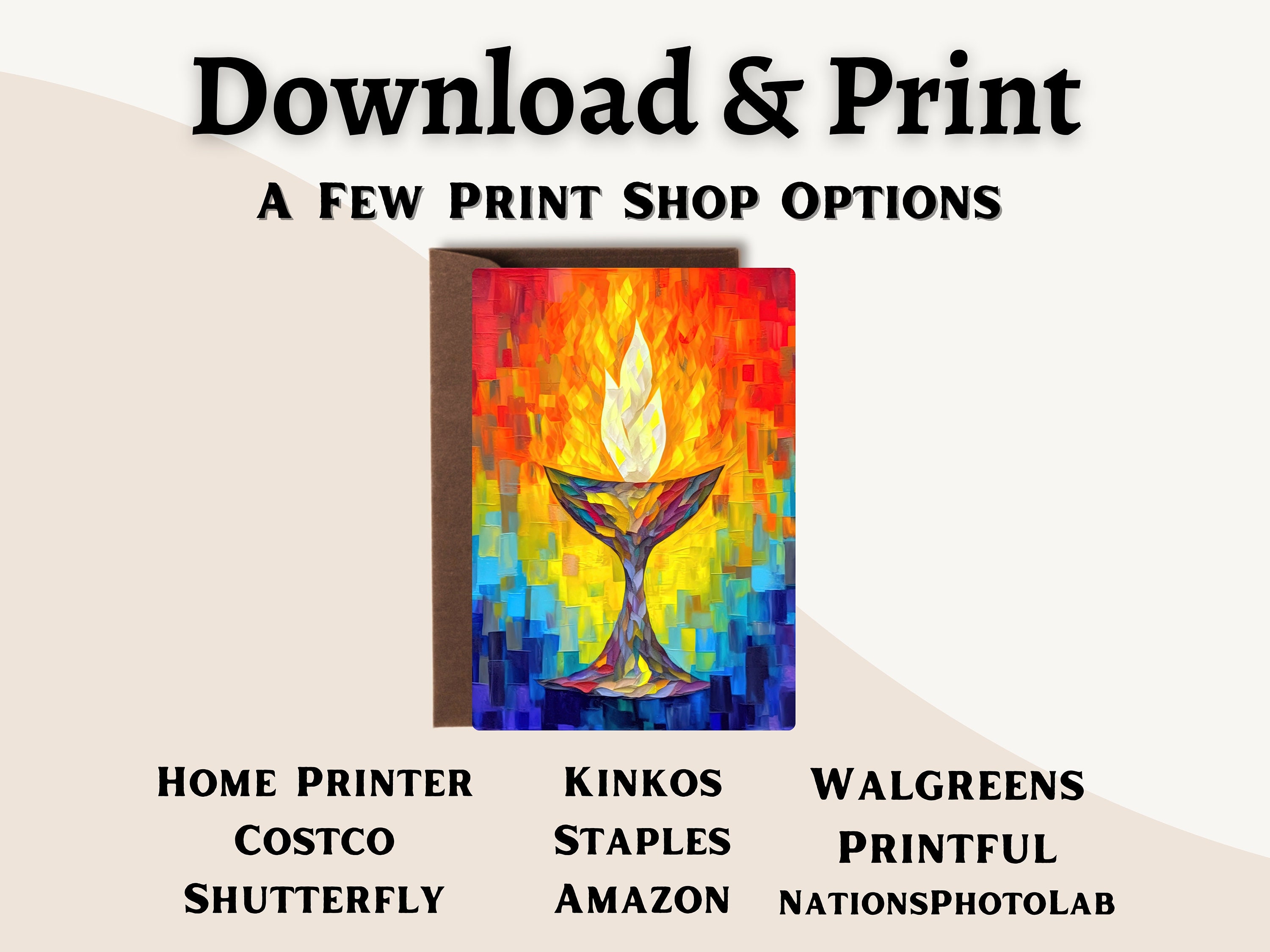 UU Rainbow Layers Flaming Chalice Printable Greeting Card, Unitarian ...