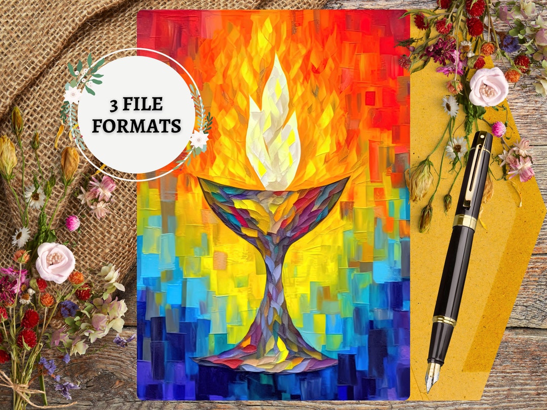 UU Rainbow Layers Flaming Chalice Printable Greeting Card, Unitarian ...