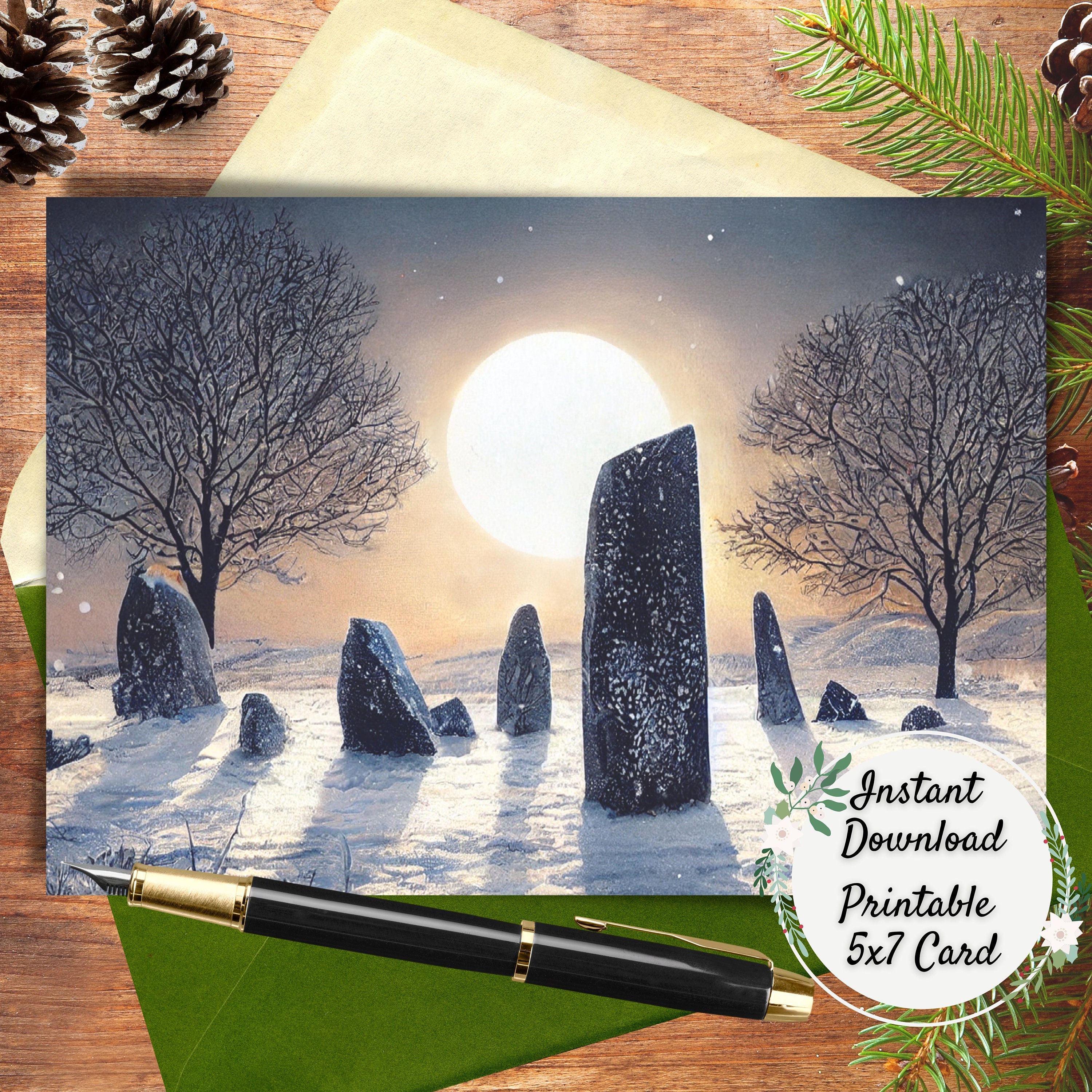 Stone Circle Printable Winter Solstice Card Unitarian - Etsy