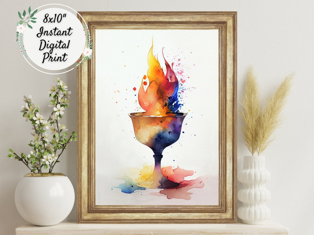 Colorful Flaming Chalice Digital Art Print, UU Wall Décor, Unitarian ...