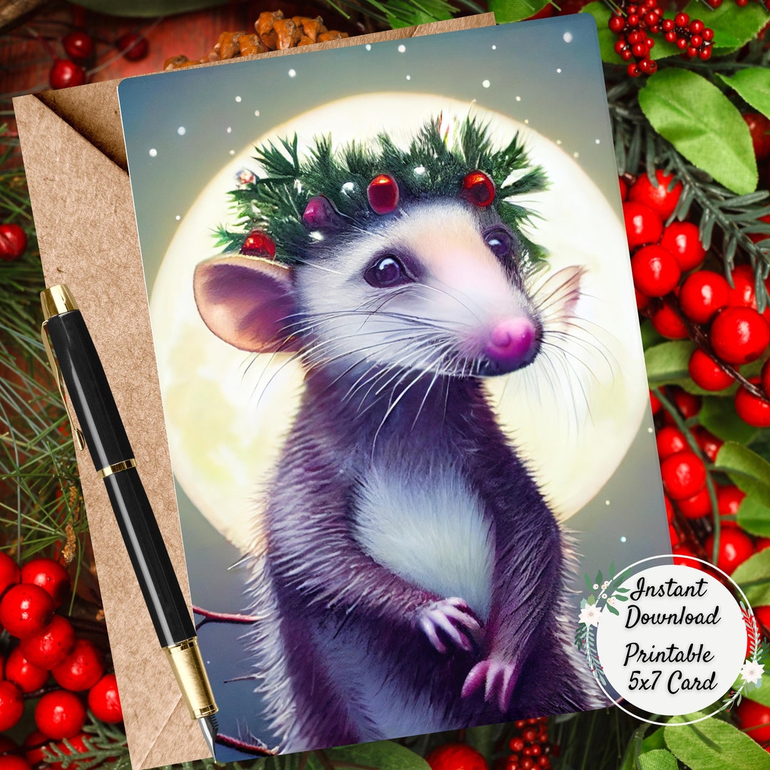 Possum Printable Winter Solstice Greeting Card, Unitarian Universalist ...