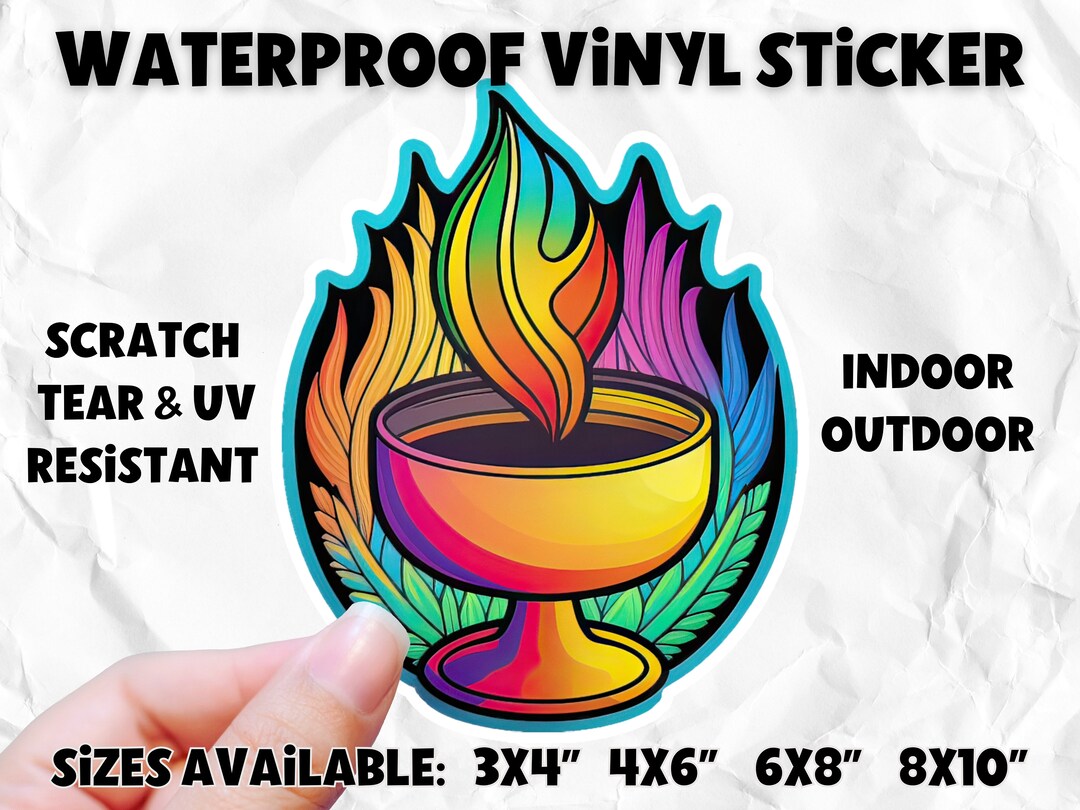 Rainbow Unitarian Universalist Flaming Chalice Sticker, Waterproof UU ...