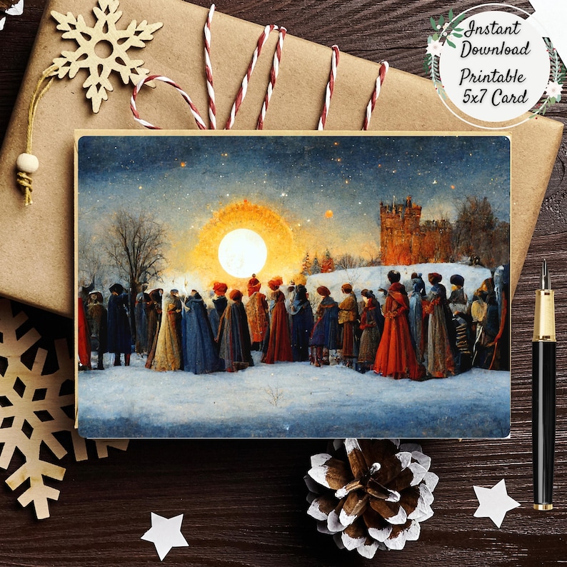 Medieval Printable Winter Solstice Greeting Card Unitarian - Etsy