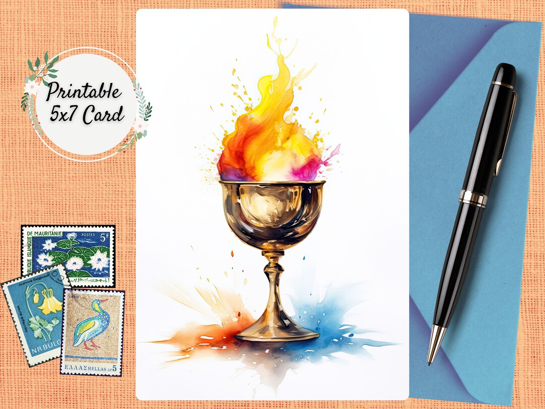 UU Gold Flaming Chalice Printable Greeting Card, Unitarian Universalist ...