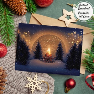 Beautiful Printable Yule & Winter Solstice Greeting Card or Postcard ...