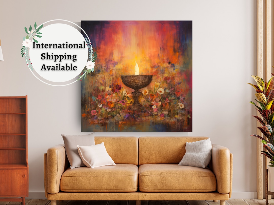UU Sunset Flower Communion Flaming Chalice Canvas Art Print, Unitarian ...