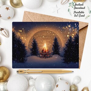 Beautiful Printable Yule & Winter Solstice Greeting Card or Postcard ...