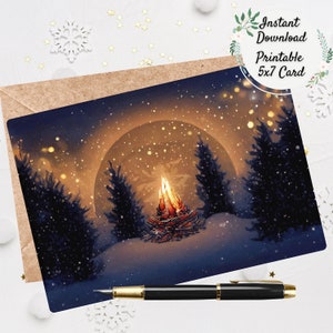 Beautiful Printable Yule & Winter Solstice Greeting Card or Postcard ...