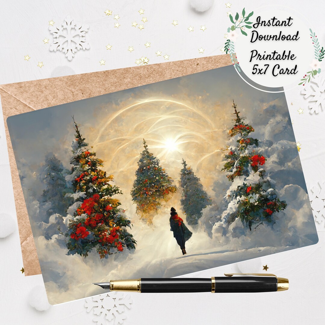 Beautiful Printable Yule & Winter Solstice Greeting Card / Postcard ...