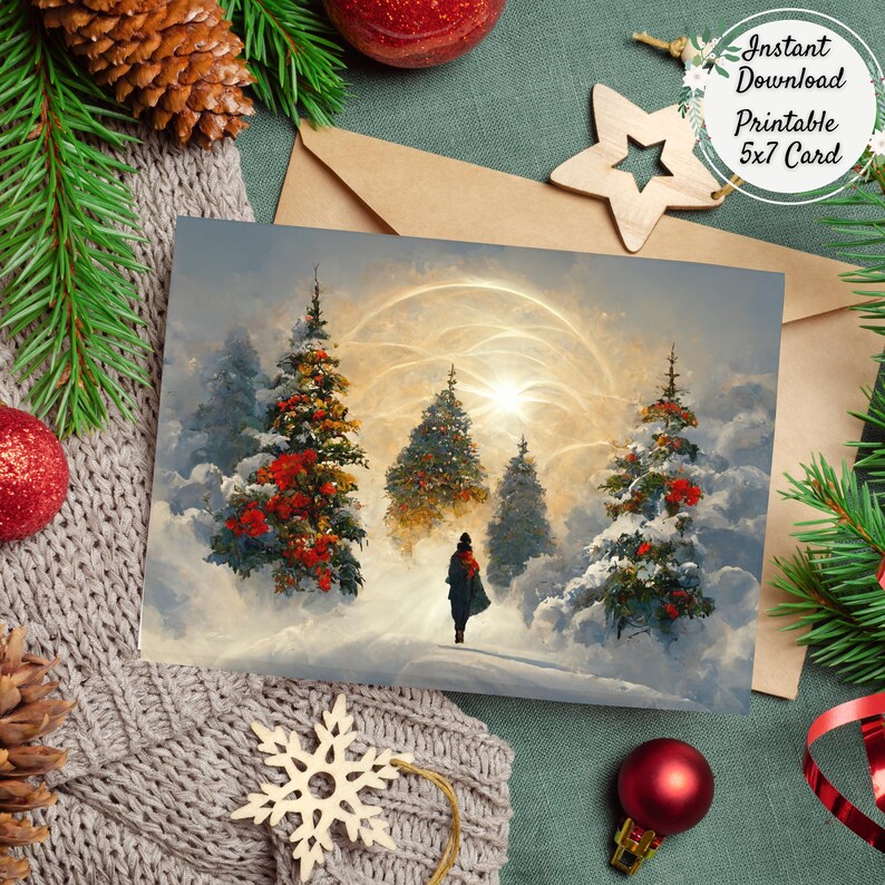 Beautiful Printable Yule & Winter Solstice Greeting Card / - Etsy