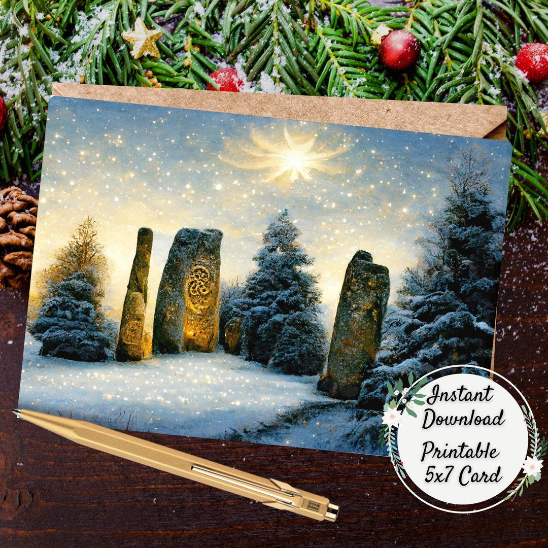 Celtic Standing Stones Printable Winter Solstice Greeting - Etsy