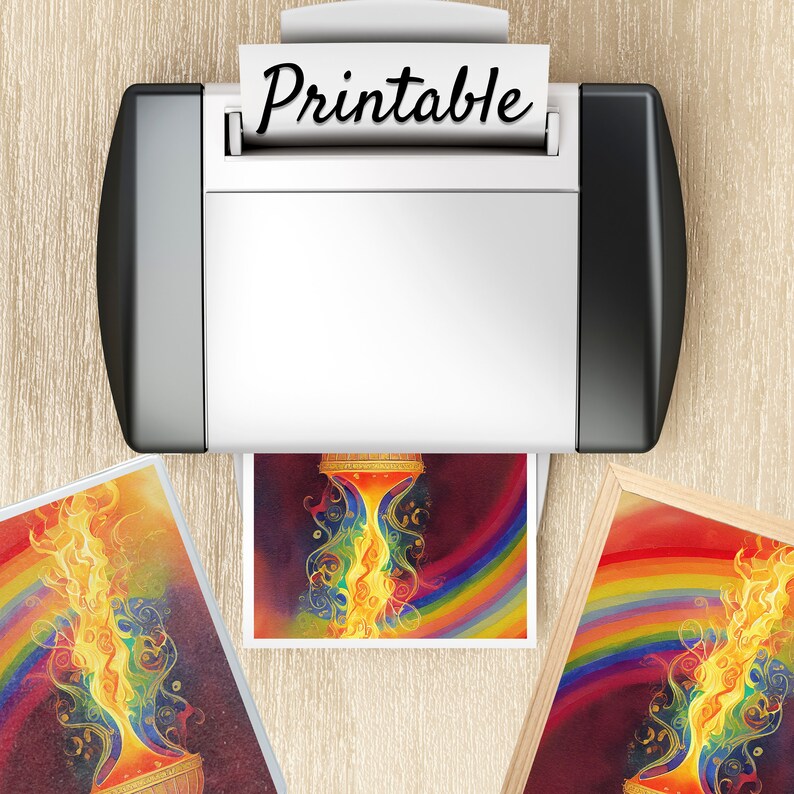 Classic Watercolor Flaming Chalice Digital Art Print, UU Printable Wall ...