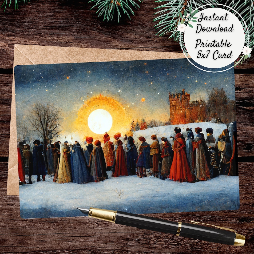 Medieval Printable Winter Solstice Greeting Card, Unitarian ...