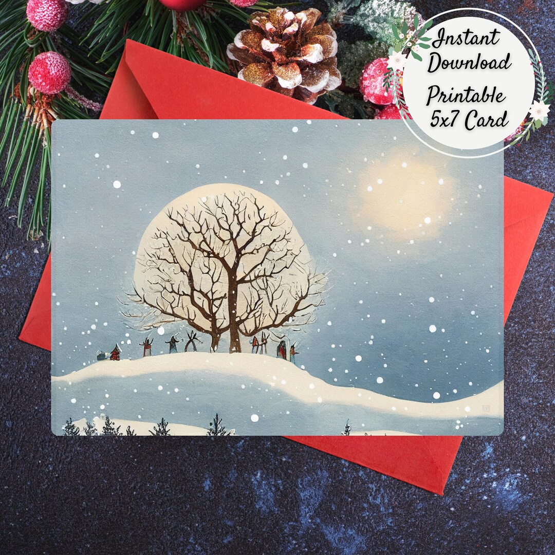 Beautiful Printable Winter Solstice Greeting Card, Unitarian ...