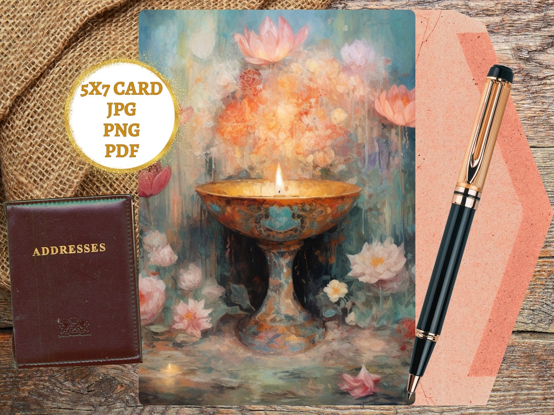 UU Flower Communion Flaming Chalice Printable Greeting Card - Etsy