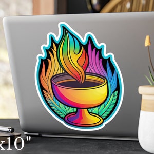 Rainbow Unitarian Universalist Flaming Chalice Sticker, Waterproof UU ...