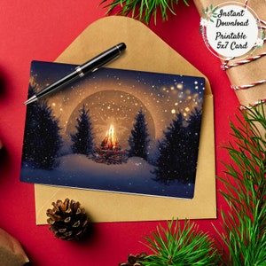 Beautiful Printable Yule & Winter Solstice Greeting Card or Postcard ...