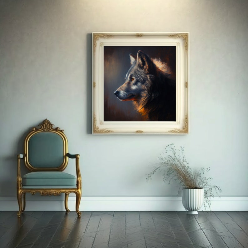 Wolf, Oil Painting Style, Printable, Vintage, Illustration, Wall Decor ...