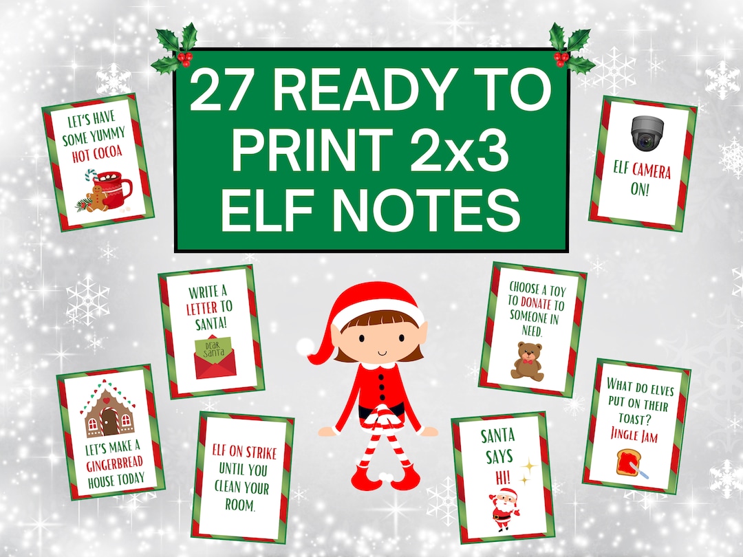 2 X 3 Printable Elf Notes Ready to Print Instant Download PDF Elf Notes ...