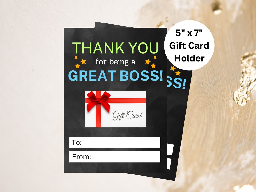 Thank You for Being A Great Boss | Gift Card Holder | Printable ...