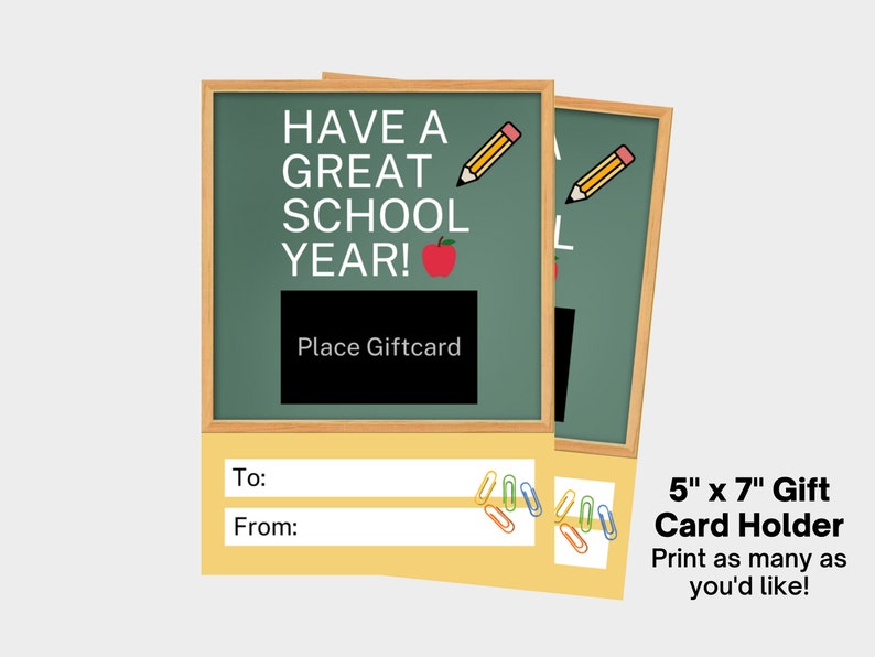 Have a Great School Year Gift Card Holder Printable - Etsy