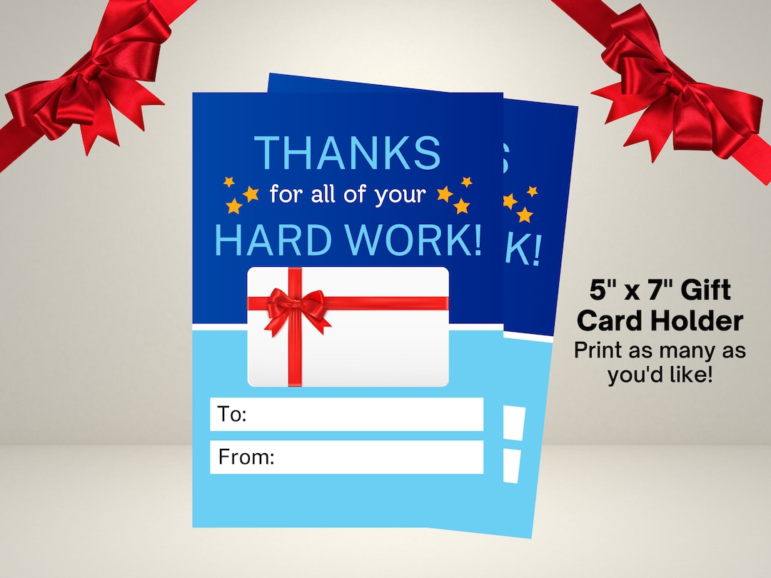 Thanks for All of Your Hard Work Gift Card Holder - Etsy