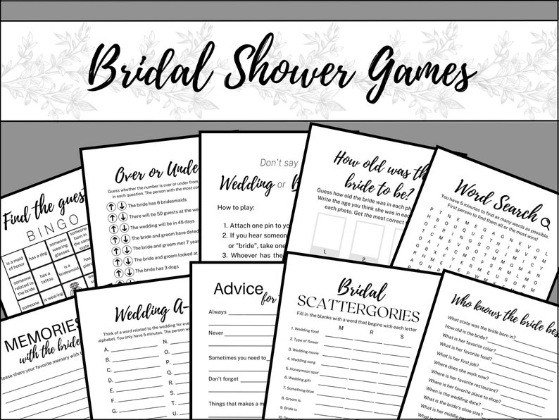 Bridal Shower Games Bundle Printable Templates Bridal Bundle Instant ...
