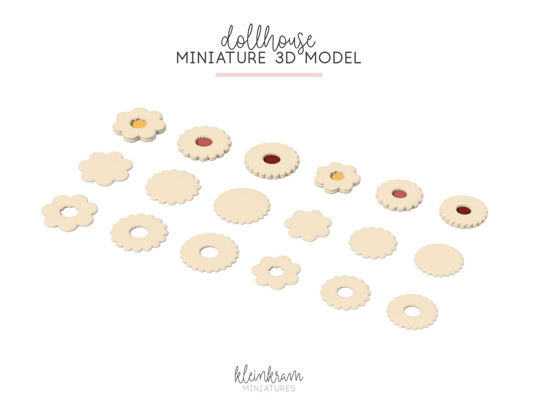 Miniature Linzer Cookies, Biscuits 3D Model, File — STL, 3MF ...