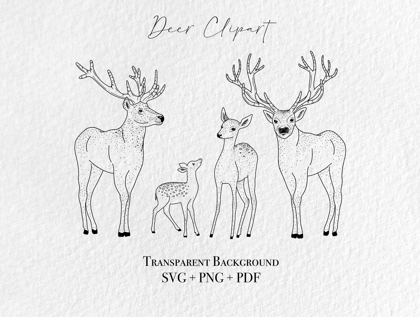 Deer Clipart Bundle Svg, Deer Line Art Svg, Elk Line Art Svg File ...