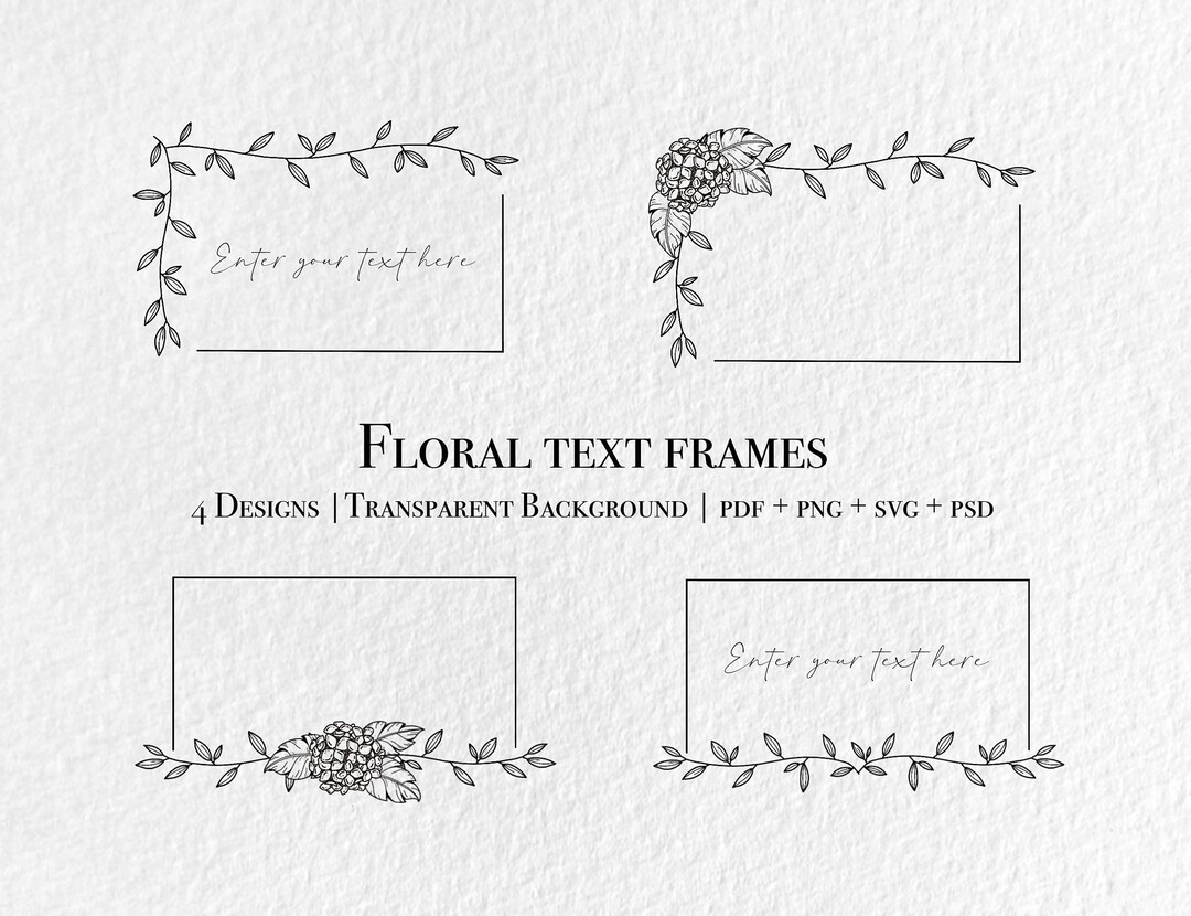 Floral Frame SVG, Floral Text Frame, Botanical Text Box, Flower Wreath ...