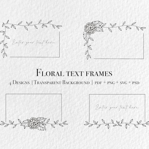 Floral Frame SVG, Floral Text Frame, Botanical Text Box, Flower Wreath ...