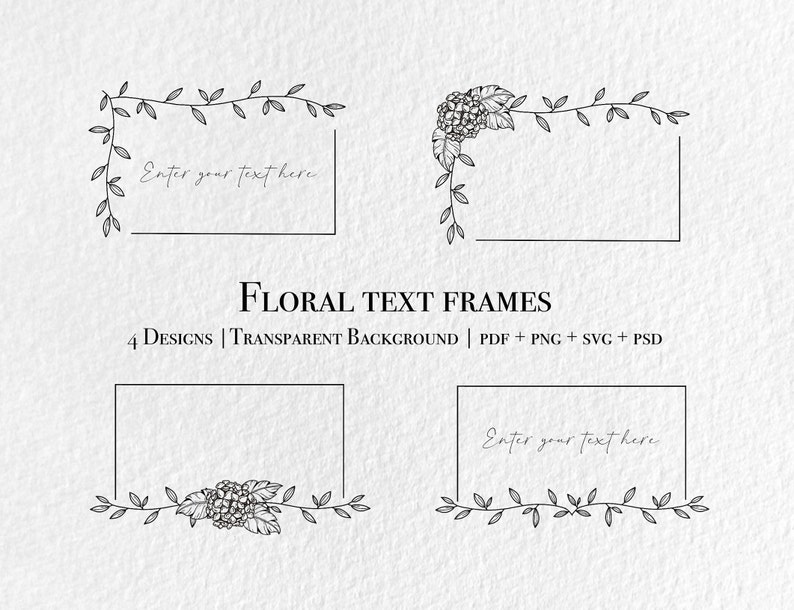 Floral Frame SVG, Floral Text Frame, Botanical Text Box, Flower Wreath ...