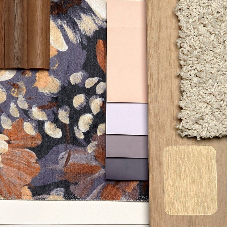 Material Palette | Botanical Flowers Kid's Room Interior Paint Colors ...