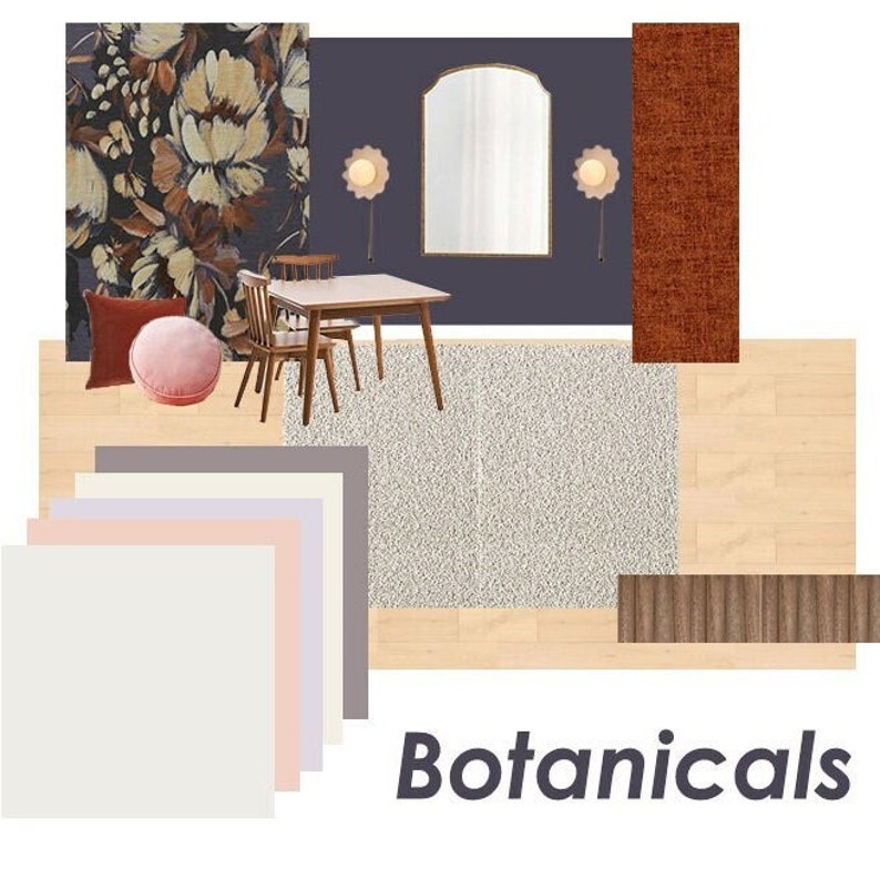Material Palette | Botanical Flowers Kid's Room Interior Paint Colors ...