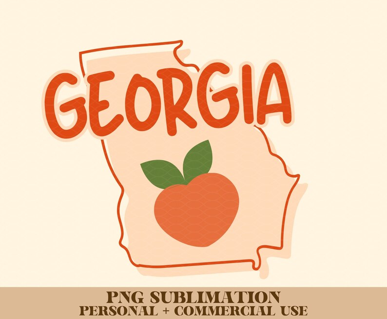 Cute Georgia Png Trendy Peach Design for T-shirts Mugs - Etsy