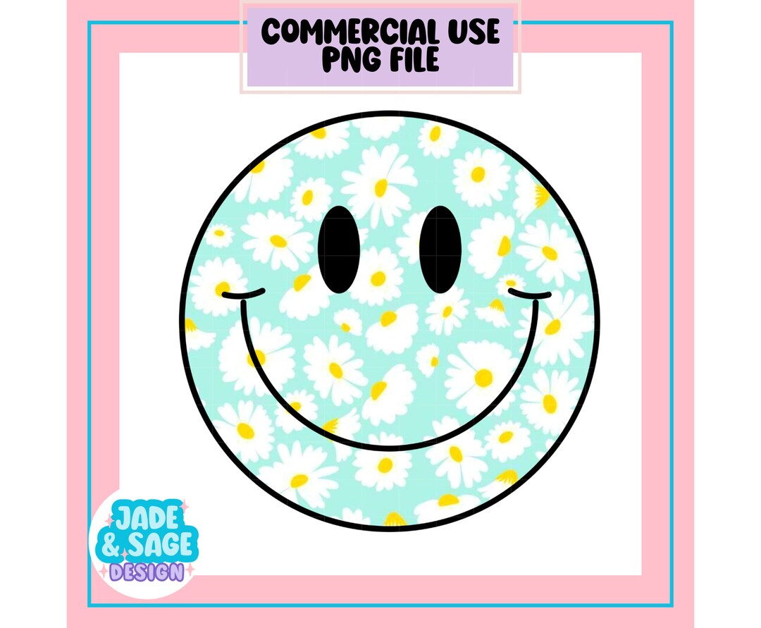 Buy Smiley Face Png, Retro Smile Face Png, Retro Png, Floral Smiley ...