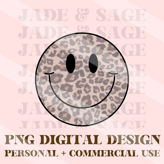 Leopard Smile Face Png Retro Smile Face Png Smile Face - Etsy