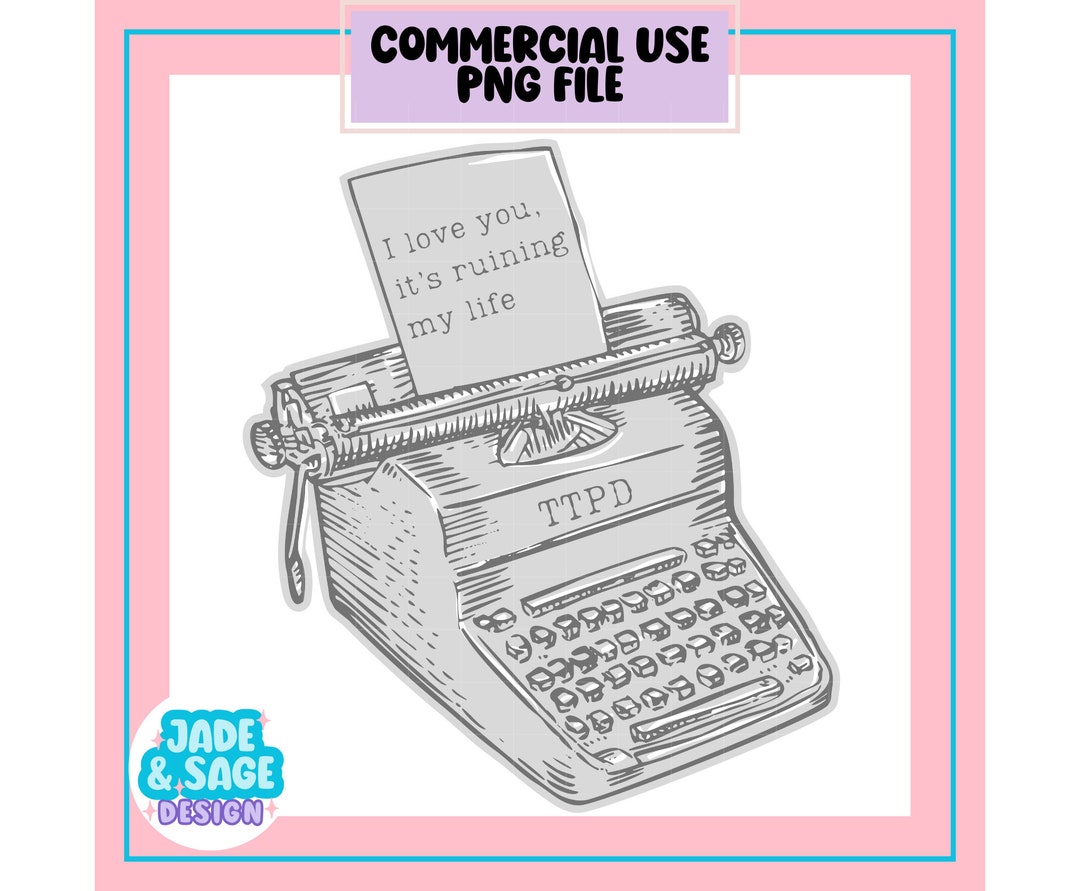 Tortured Poets Department Typewriter Png, TTPD Png, Sticker Design ...