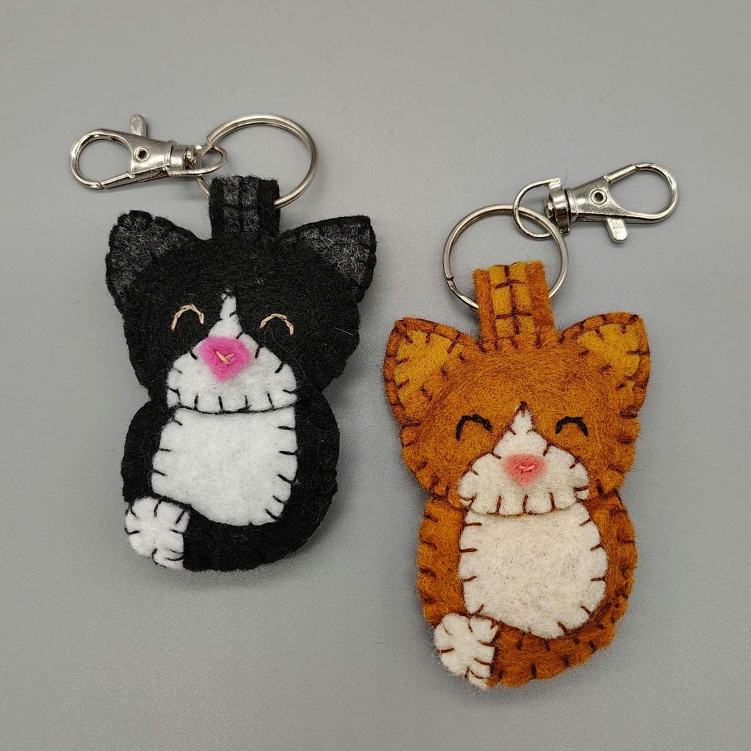 Cat / Kitty / Kitten Key Chain - Felt Plush - Backpack Buddies ...