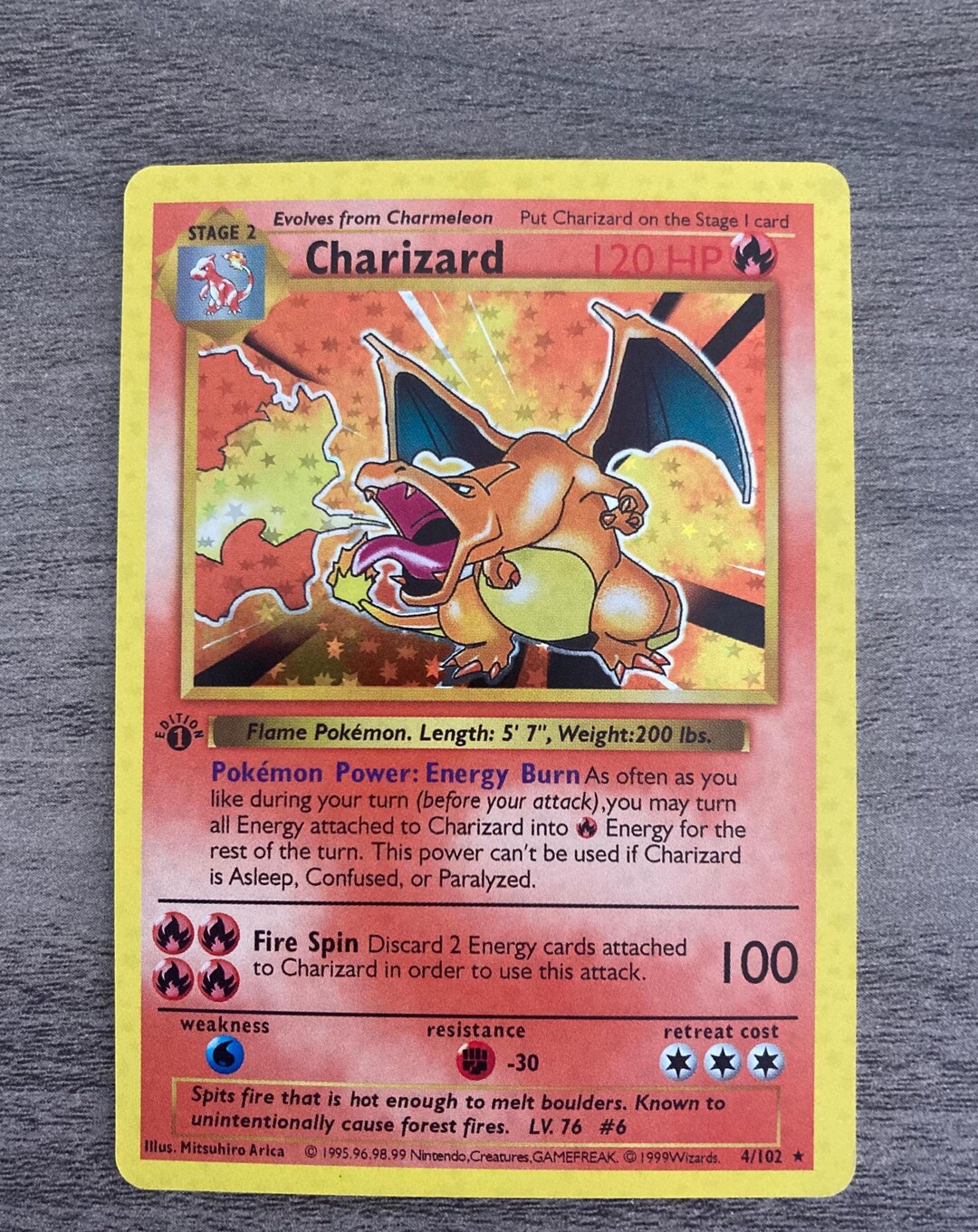 High Quality 1st Edition Charizard Custom Handmade Holographic Card ...