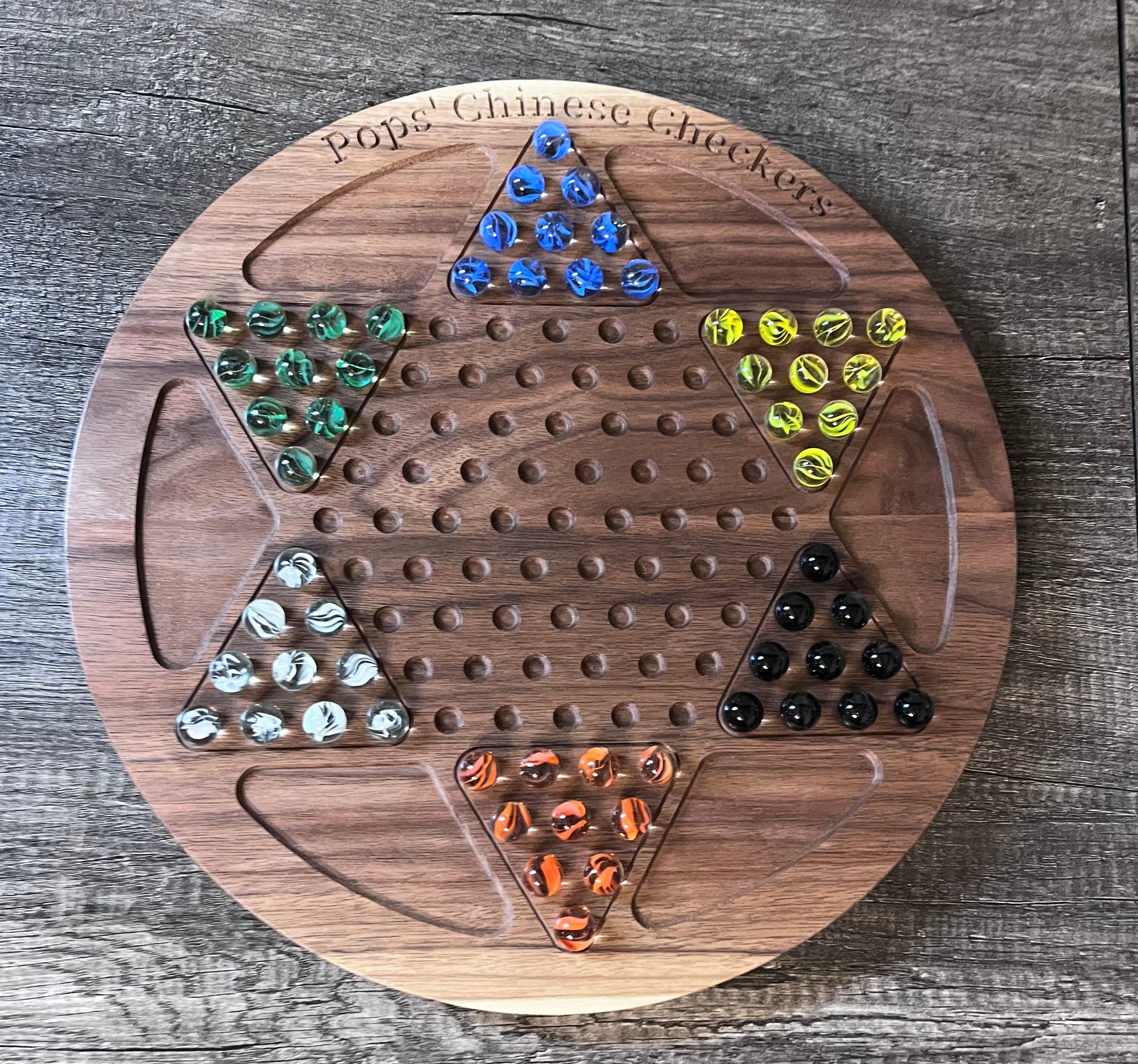 15 Inch Chinese Checkers Game - Handcrafted From Black Walnut - 60 ...