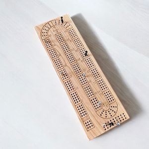 3 Track Cribbage Board Solid Cherry Hardwood, Includes 9 Metal Pegs and ...